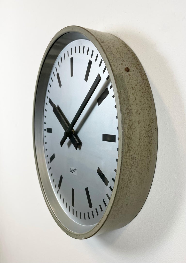 Grey Industrial Wall Clock from Ericsson, 1960s at 1stDibs