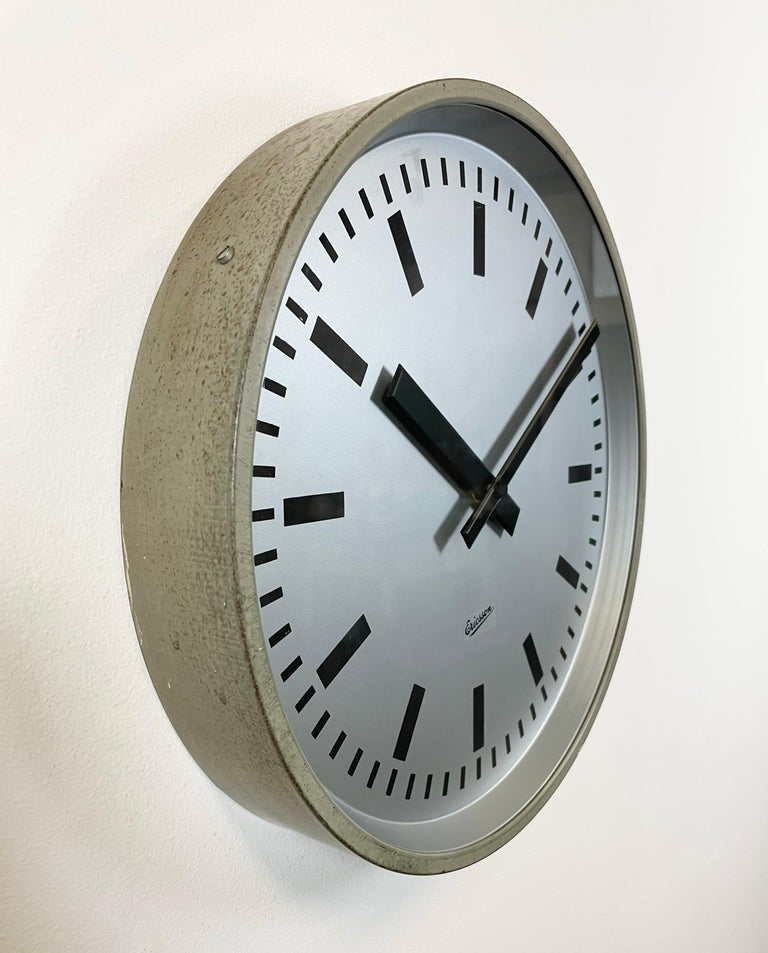 Grey Industrial Wall Clock from Ericsson, 1960s at 1stDibs