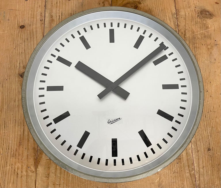 Grey Industrial Wall Clock from Ericsson, 1960s at 1stDibs