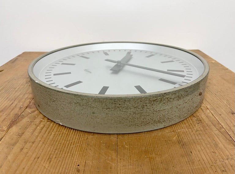Grey Industrial Wall Clock from Ericsson, 1960s at 1stDibs