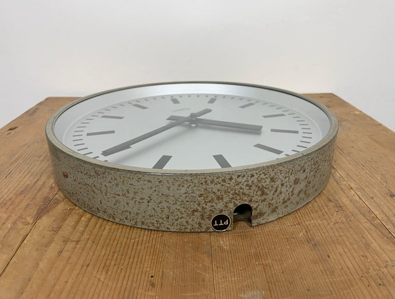 Grey Industrial Wall Clock from Ericsson, 1960s at 1stDibs