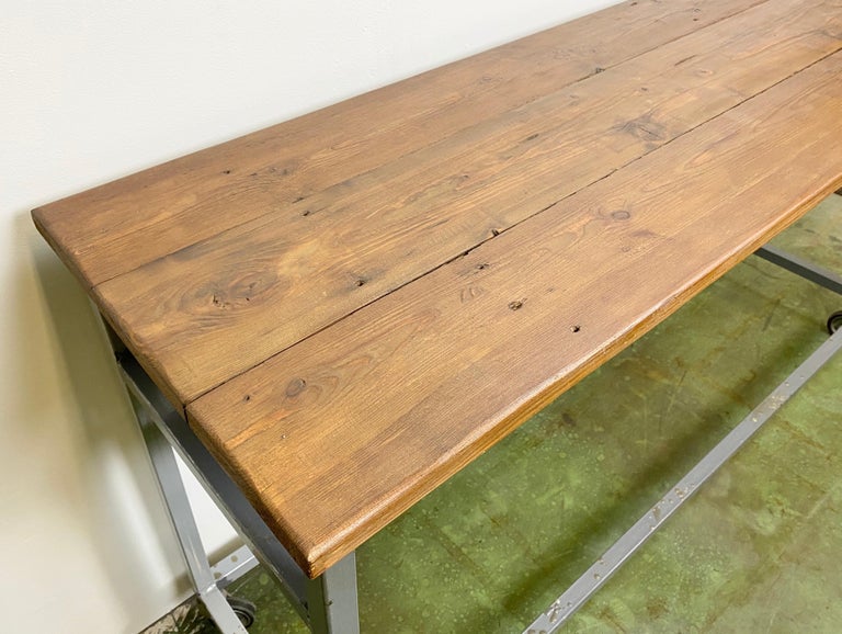 Grey Industrial Worktable on Wheels, 1960s at 1stDibs