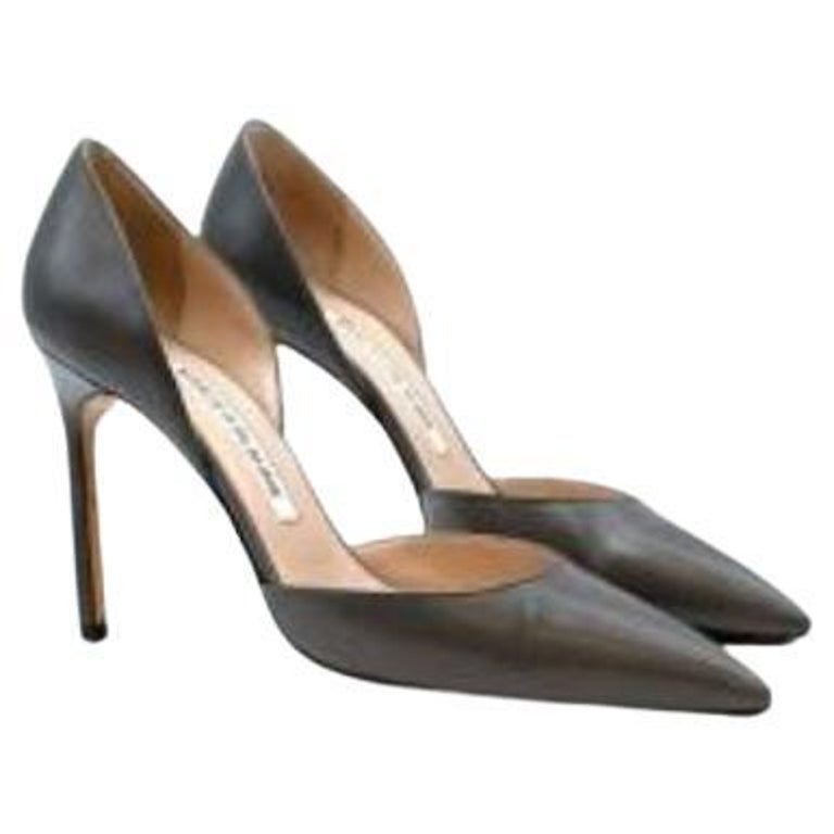 Grey Leather D'Orsay Pumps For Sale at 1stDibs