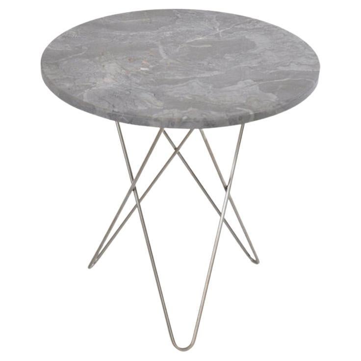 White Carrara Marble and Steel Tall Mini O Table by OxDenmarq For Sale ...