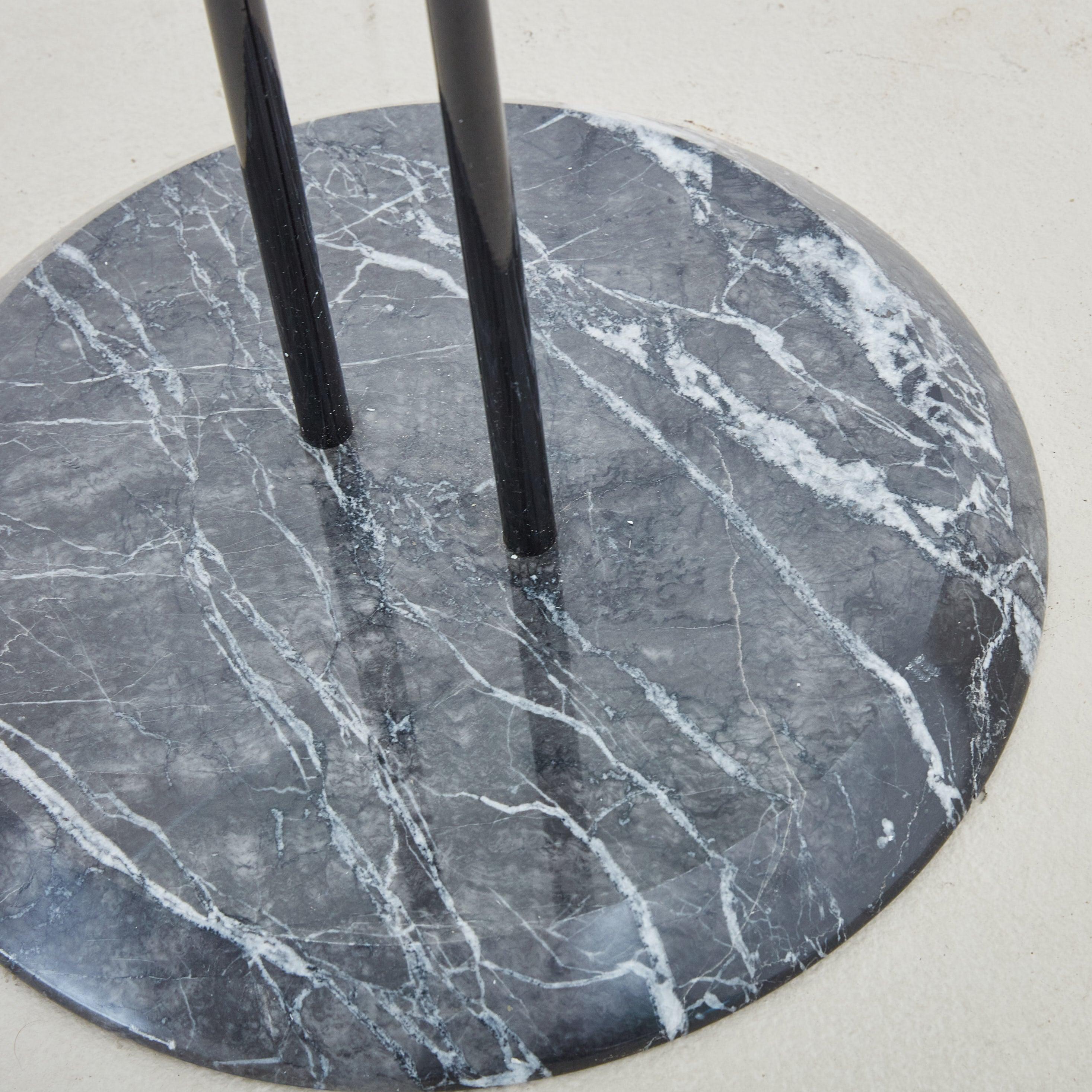 Grey Marble + Glass Side Table with Arched Detail by Vico Magistretti ...
