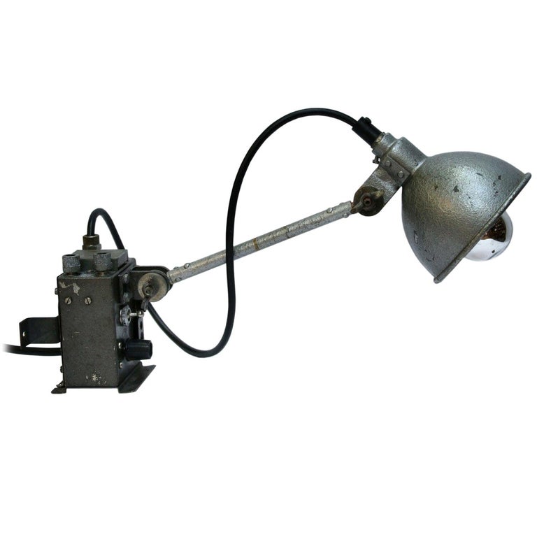 Grey Metal Vintage Industrial Metal Airplane Wall Light, 1950s at 1stDibs