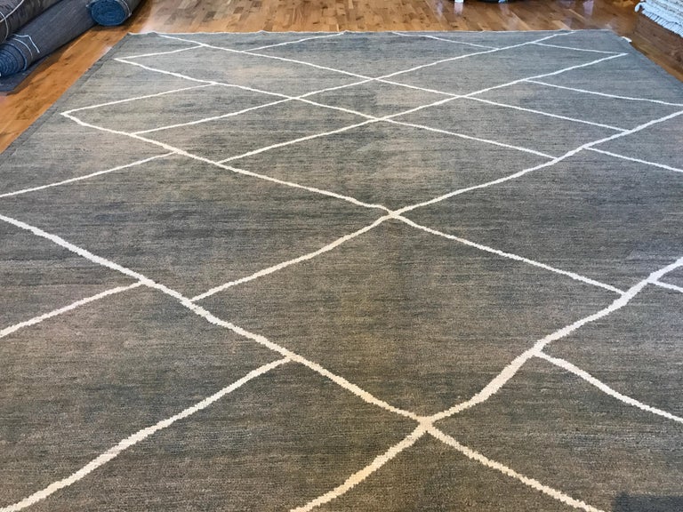 Grey Moroccan Diamonds Design Rug For Sale at 1stDibs