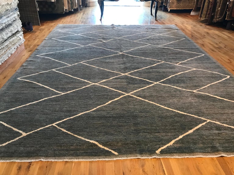 Grey Moroccan Diamonds Design Rug For Sale at 1stDibs