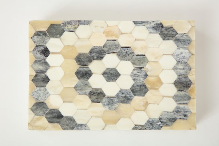 Grey, Natural, Tan Bone Mosaic Pattern Box at 1stDibs