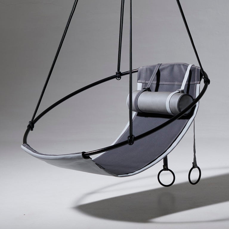 Grey Outdoor Hanging Swing Seat, Vegan and Eco Friendly For Sale at 1stDibs