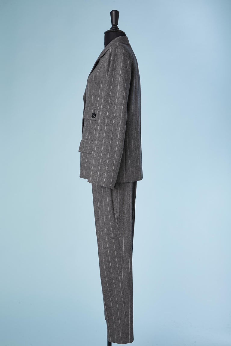 Grey pinstripes trouser suit in wool Yves Saint Laurent Variation For ...