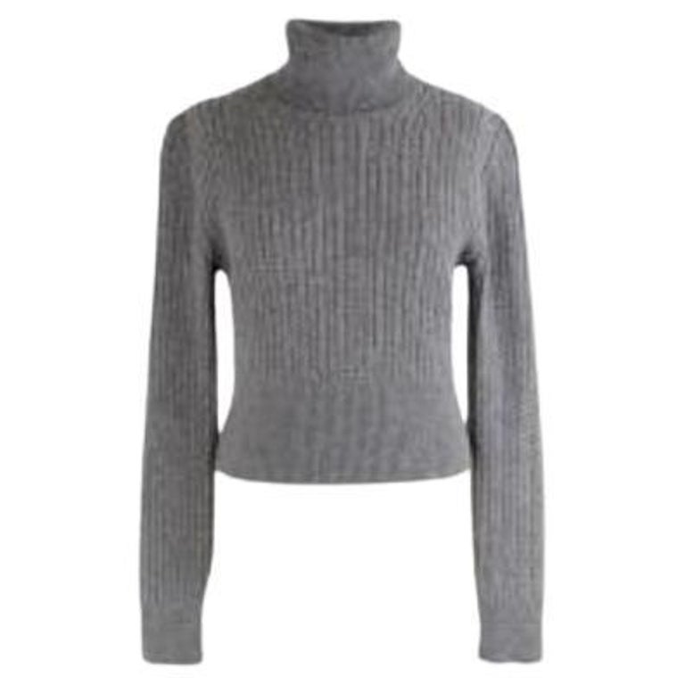 Grey Roll Neck Crop Jumper For Sale at 1stDibs