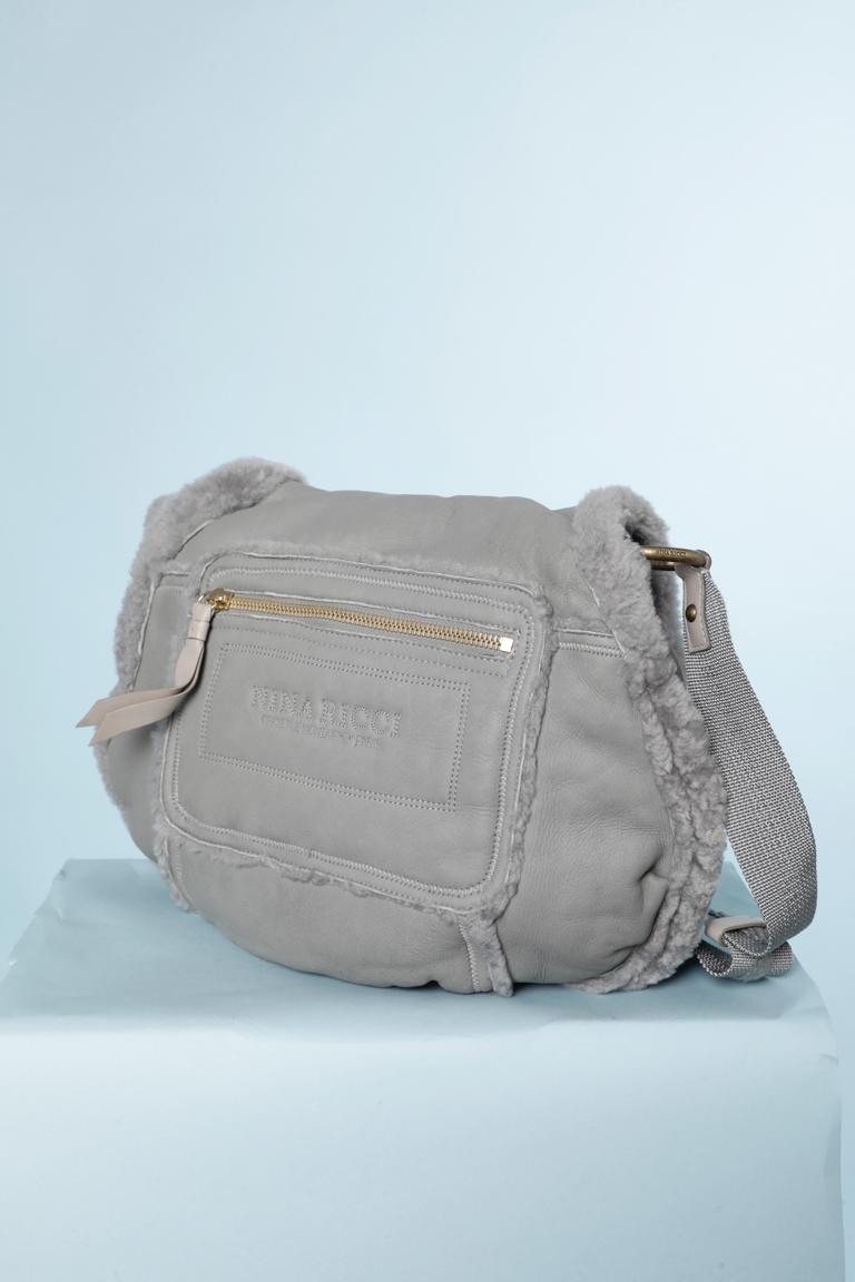 Grey shearling shoulder bag Nina Ricci For Sale at 1stDibs