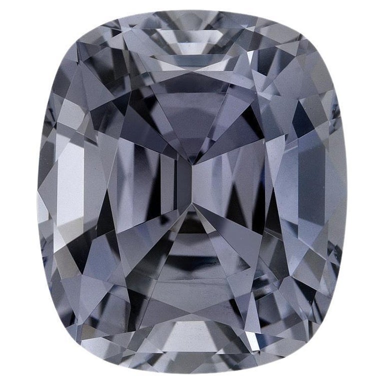 Grey Spinel Ring Gem 4.08 Carat Cushion For Sale at 1stDibs