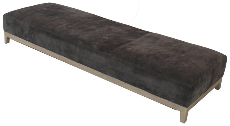 Grey Suede Leather Limed Oak Frame Daybed at 1stDibs
