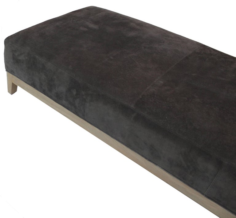 Grey Suede Leather Limed Oak Frame Daybed at 1stDibs