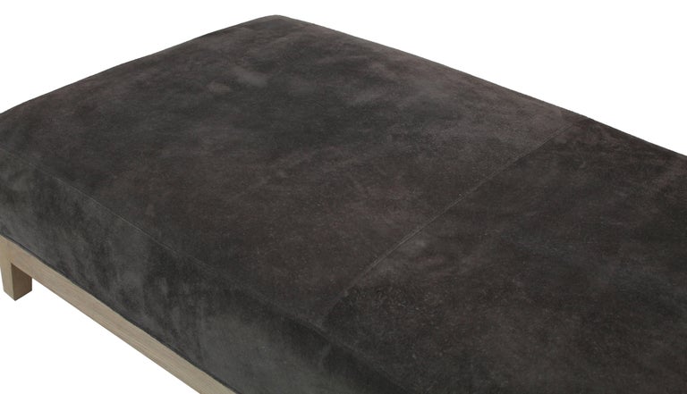 Grey Suede Leather Limed Oak Frame Daybed at 1stDibs