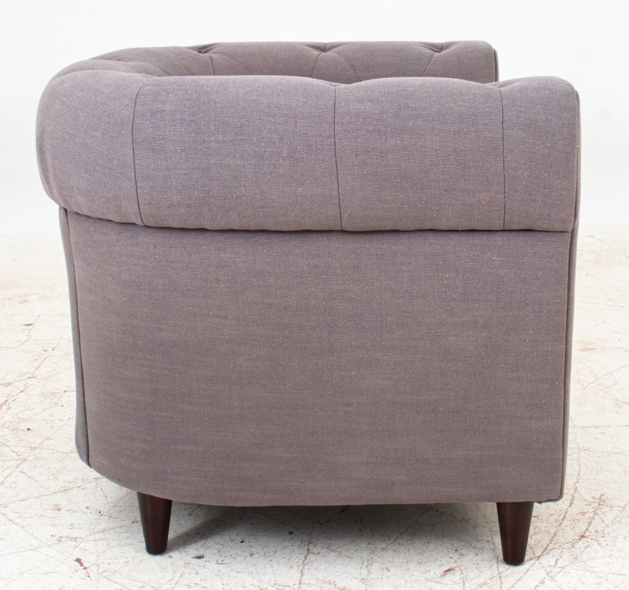 Grey Upholstered Chesterfield Style Armchair at 1stDibs