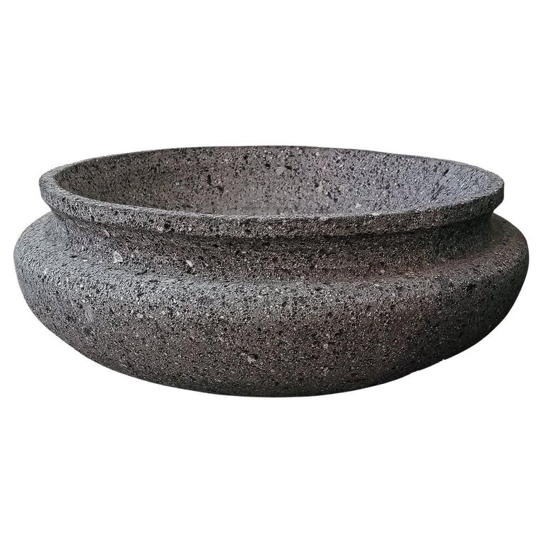 Grey Volcanic Stone Bowl For Sale at 1stDibs