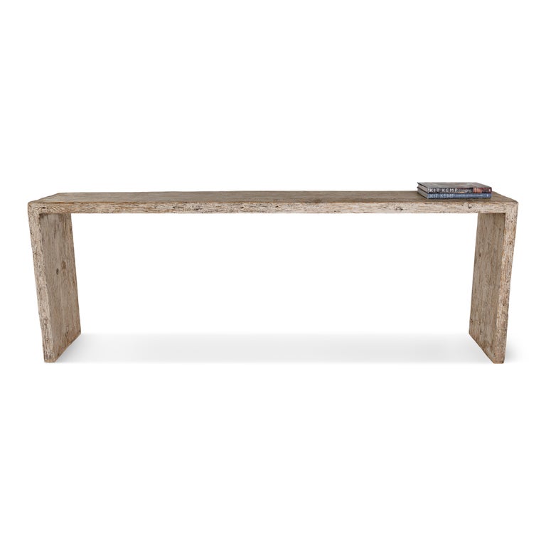 Grey Waterfall Console Table in Reclaimed Elm at 1stDibs
