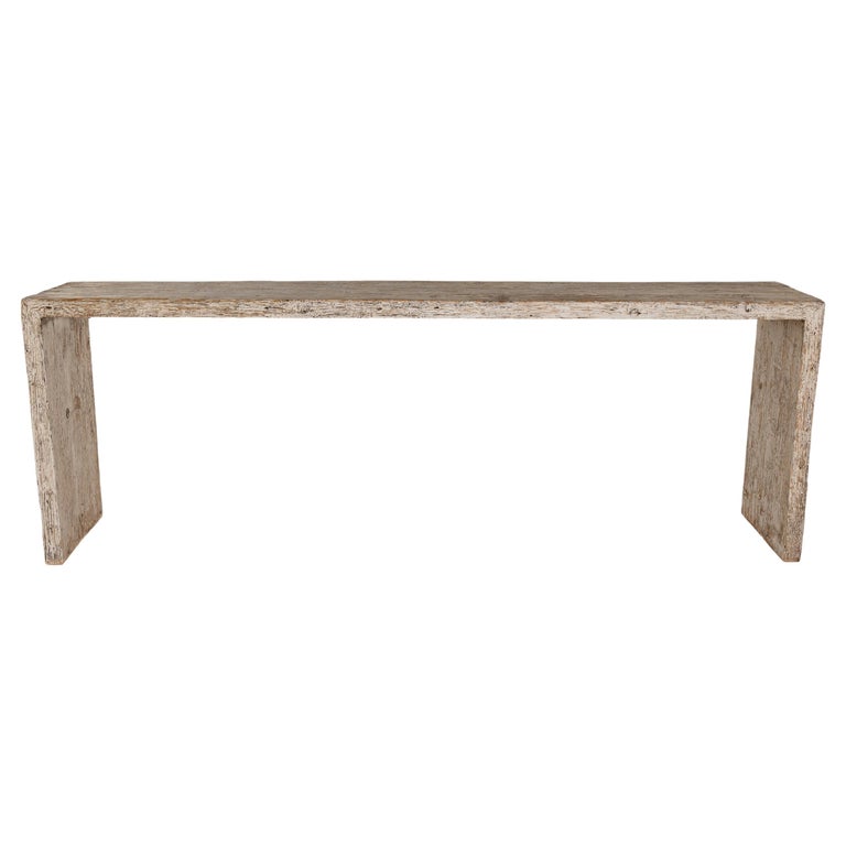 Grey Waterfall Console Table in Reclaimed Elm at 1stDibs