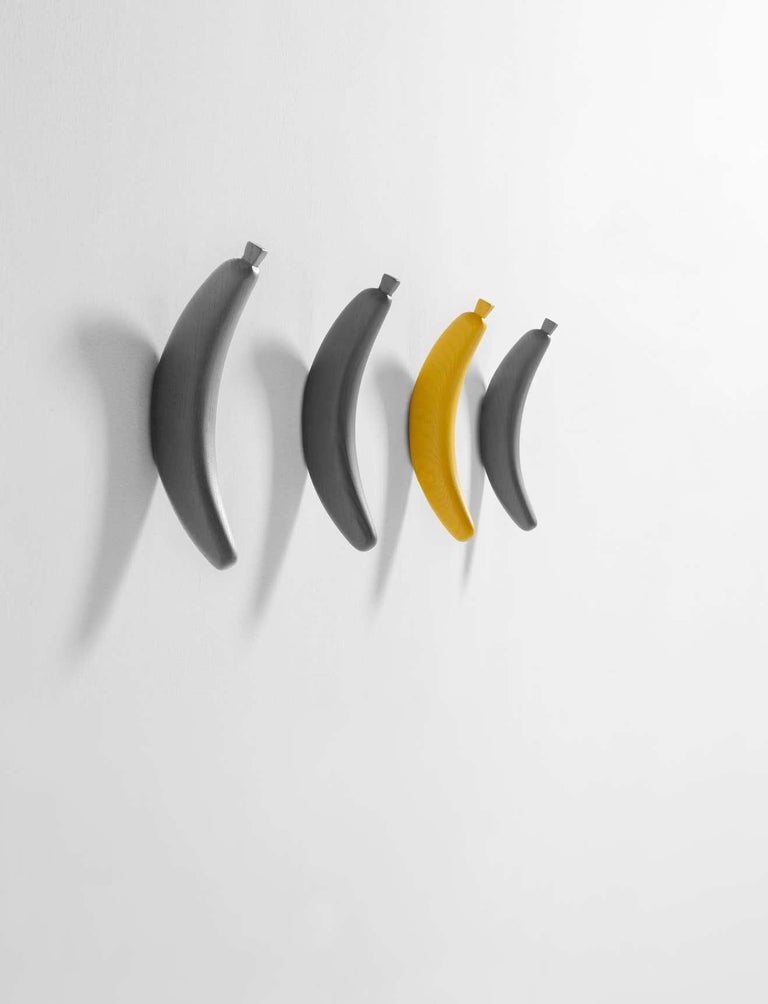 Grey Wooden Monkey Banana Coat Hanger by Jaime Hyon For Sale at 1stDibs