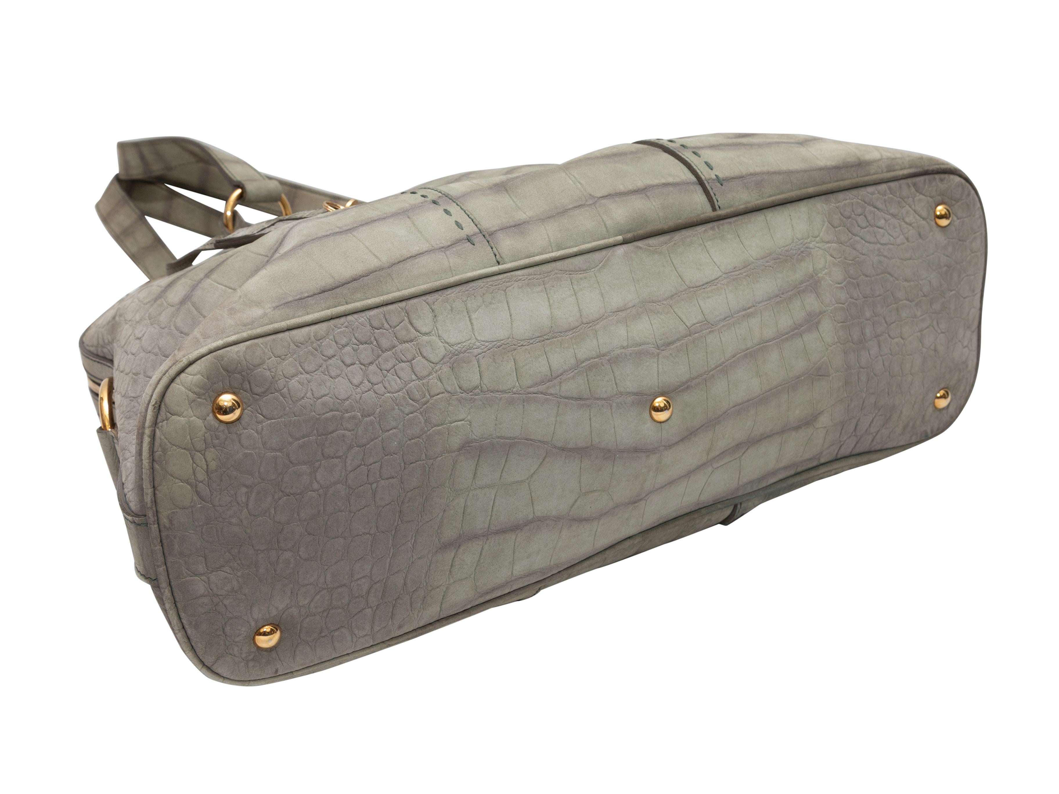 Grey Yves Saint Lauren Embossed Croc XL Muse Bag For Sale at 1stDibs