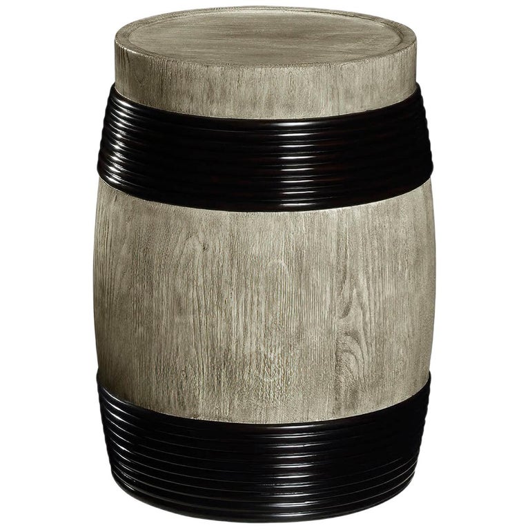 Greyed Oak Barrel Side Table For Sale at 1stDibs