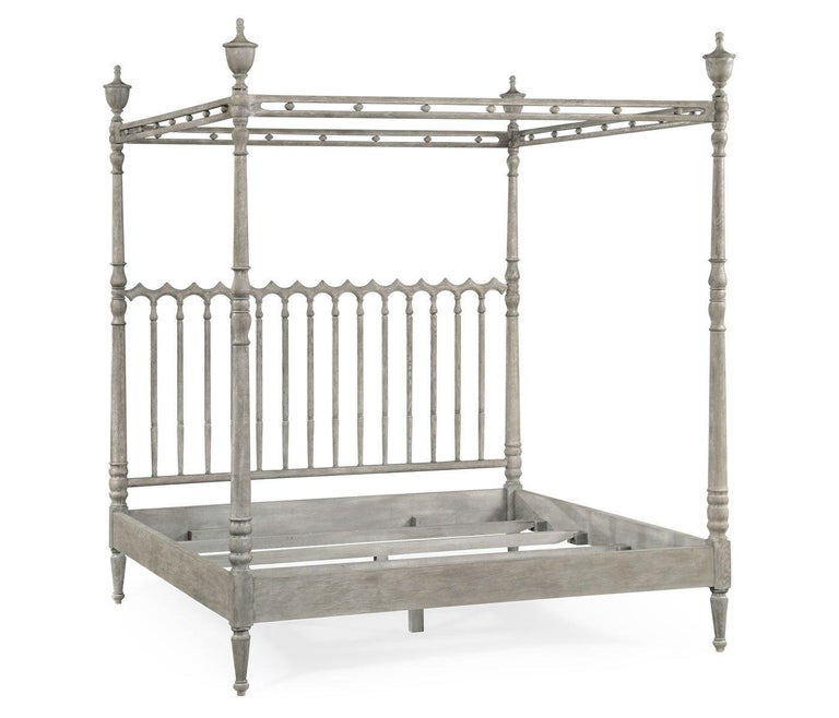 Greyed Oak Four Post King Bed For Sale at 1stDibs