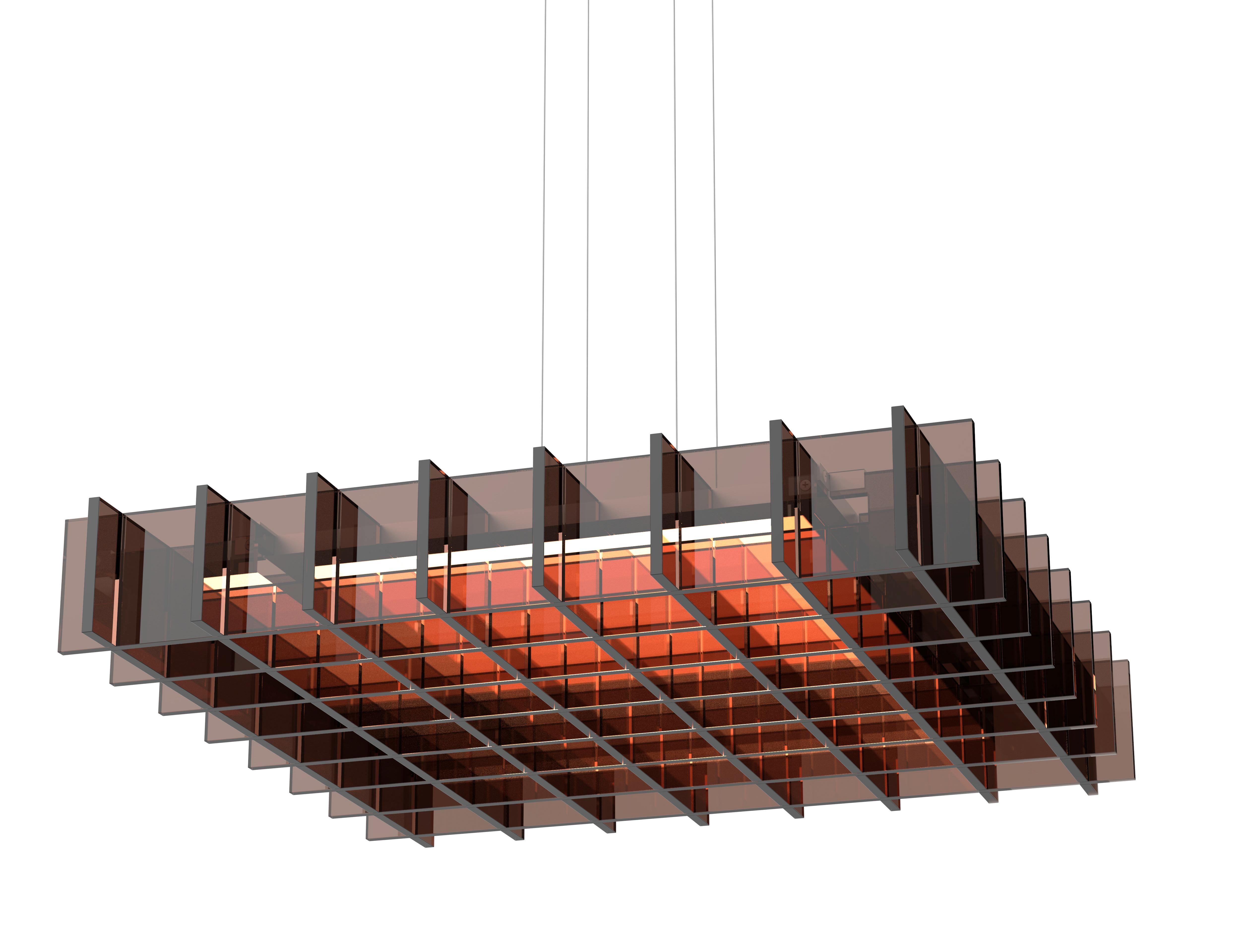 Grid 1:1 LED Pendant Light with Bronze Slats by Pablo Designs at ...