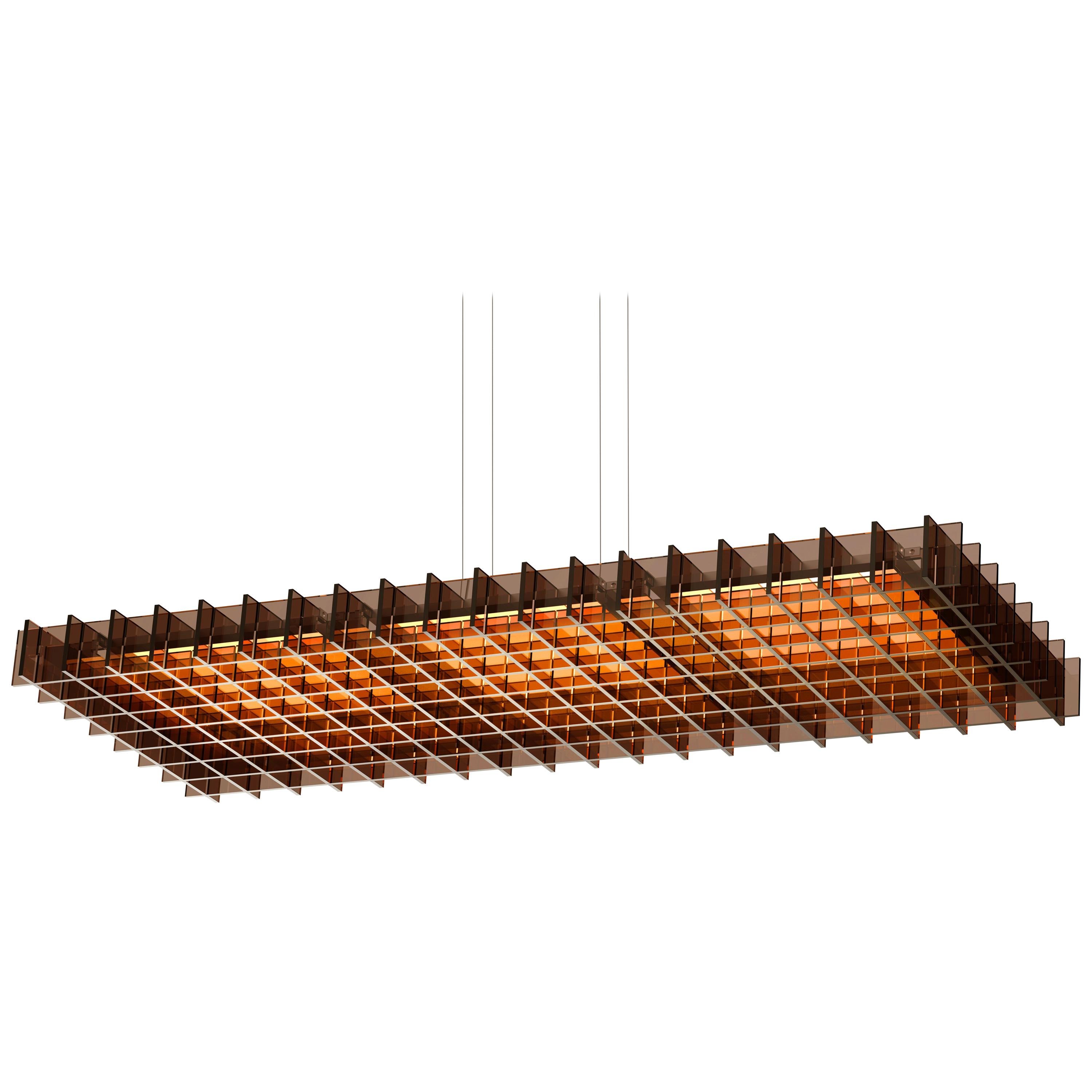 Grid 1:3 LED Pendant Light with Bronze Slats by Pablo Designs For Sale ...