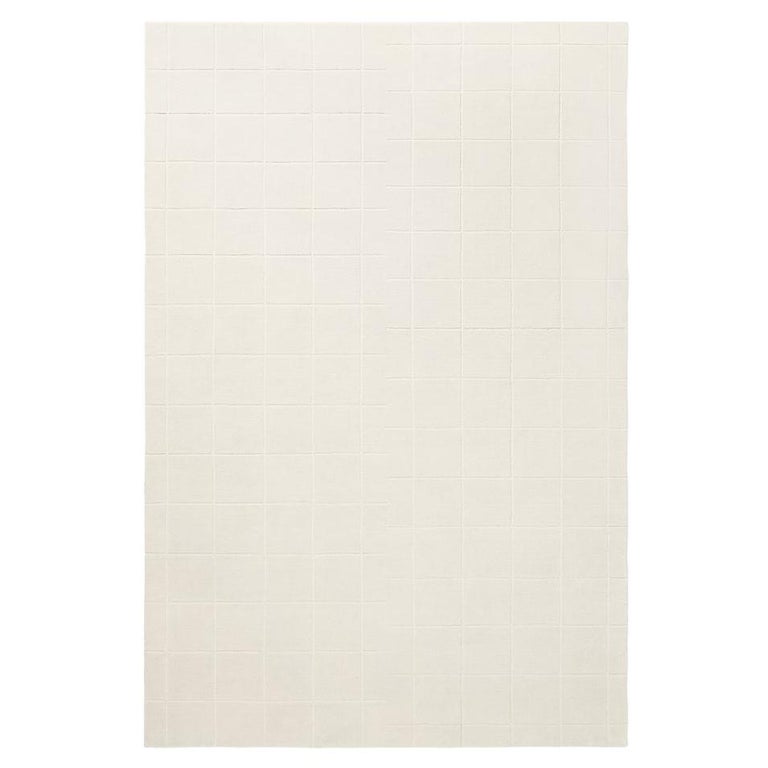 Grid Dusty White/Cream, Wool Cut Pile Rug For Sale at 1stDibs