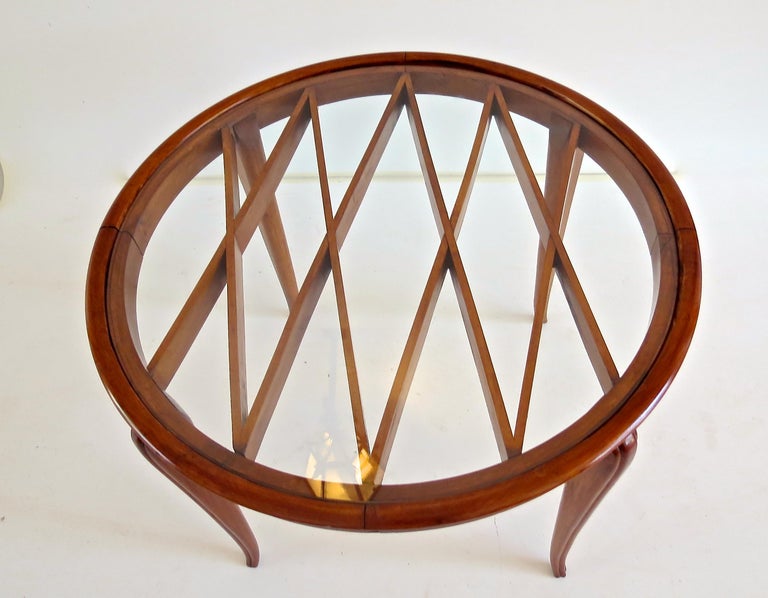 Grid Pattern Walnut Coffee Table Style Gio Ponti, 1940 at 1stDibs