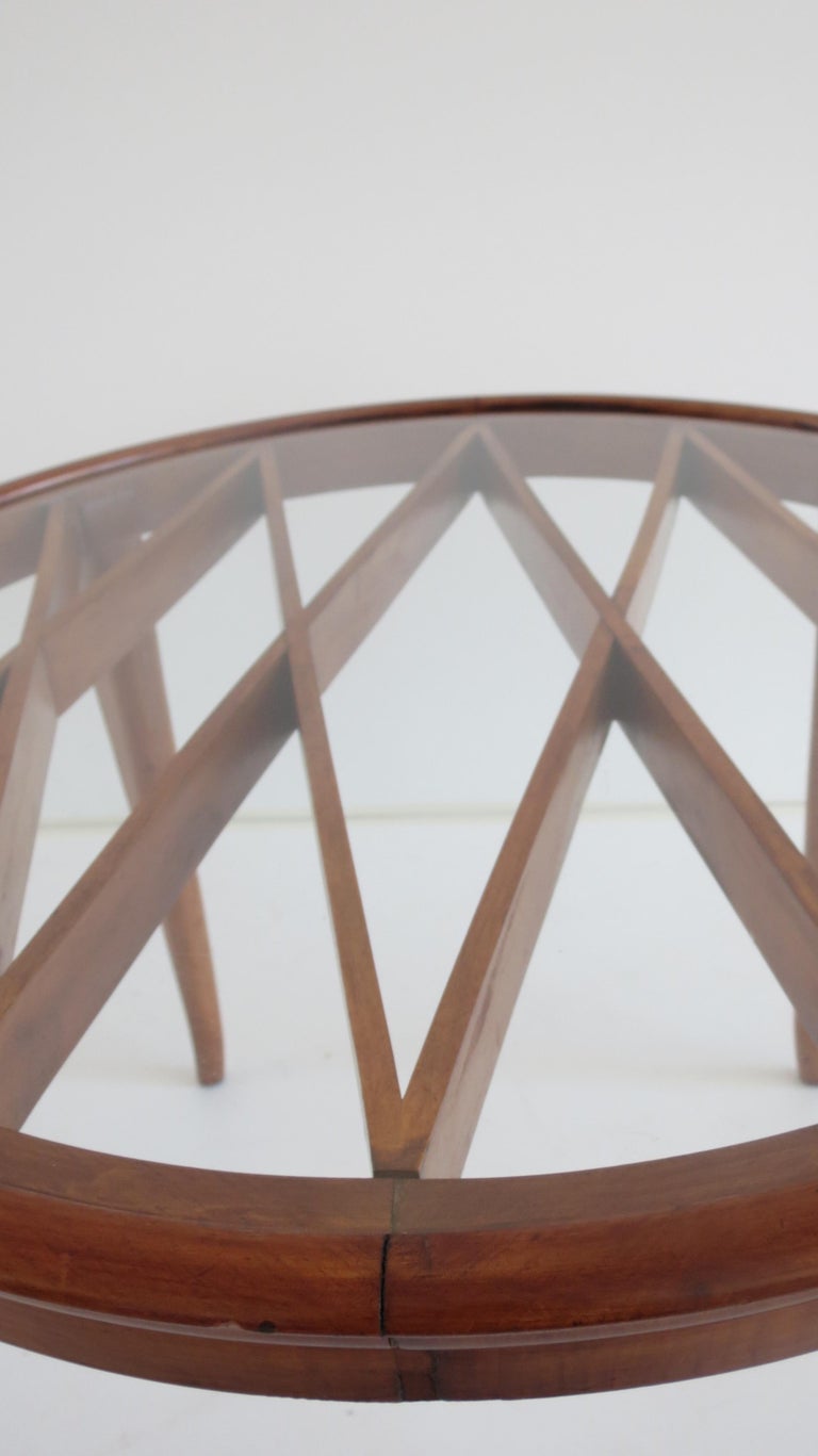 Grid Pattern Walnut Coffee Table Style Gio Ponti, 1940 at 1stDibs