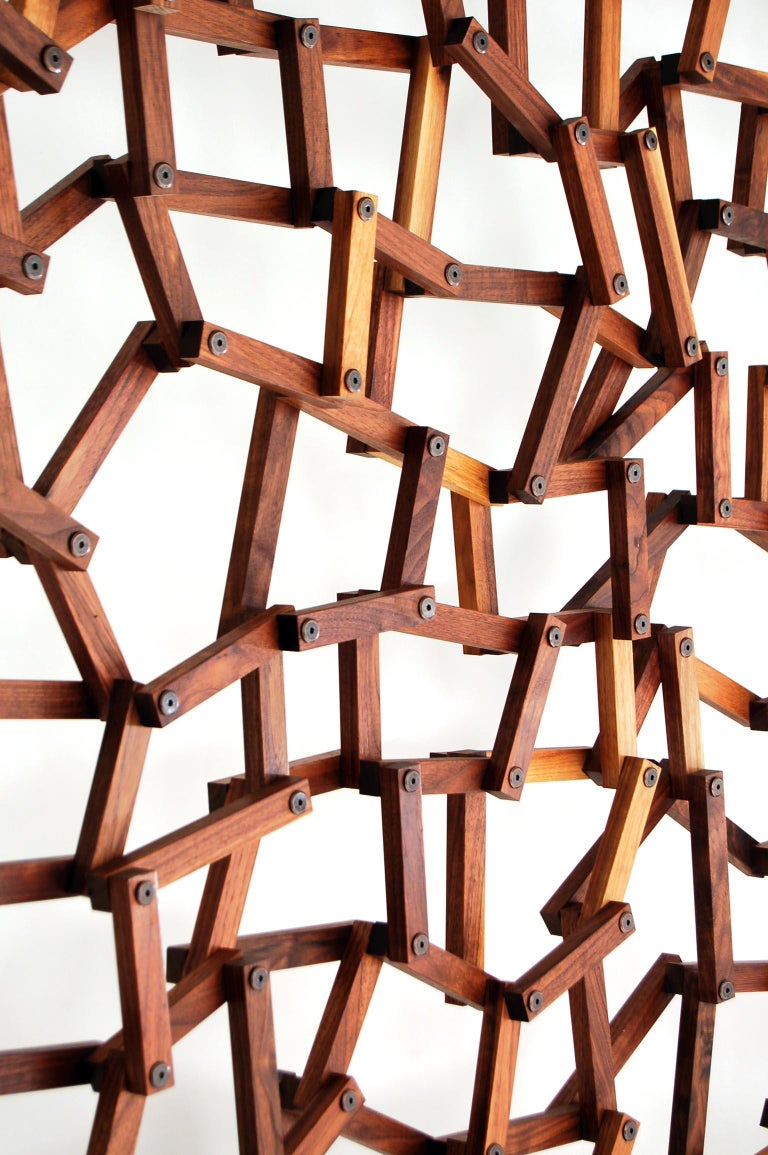 Grid Wall Wooden Lattice Room Divider in Walnut For Sale at 1stDibs