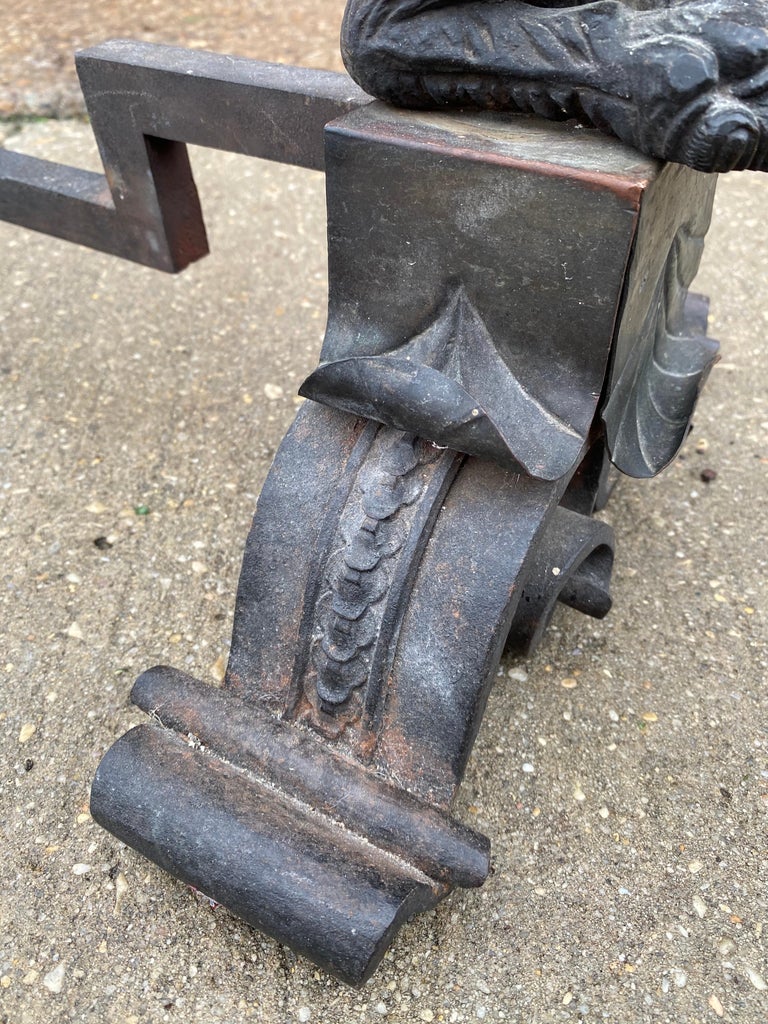 Griffin/ Dragon Bronze Andirons at 1stDibs