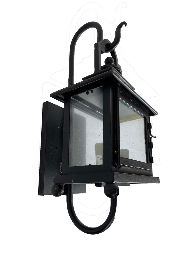 Griffiths 8" wall bracket wrought iron lantern For Sale at 1stDibs