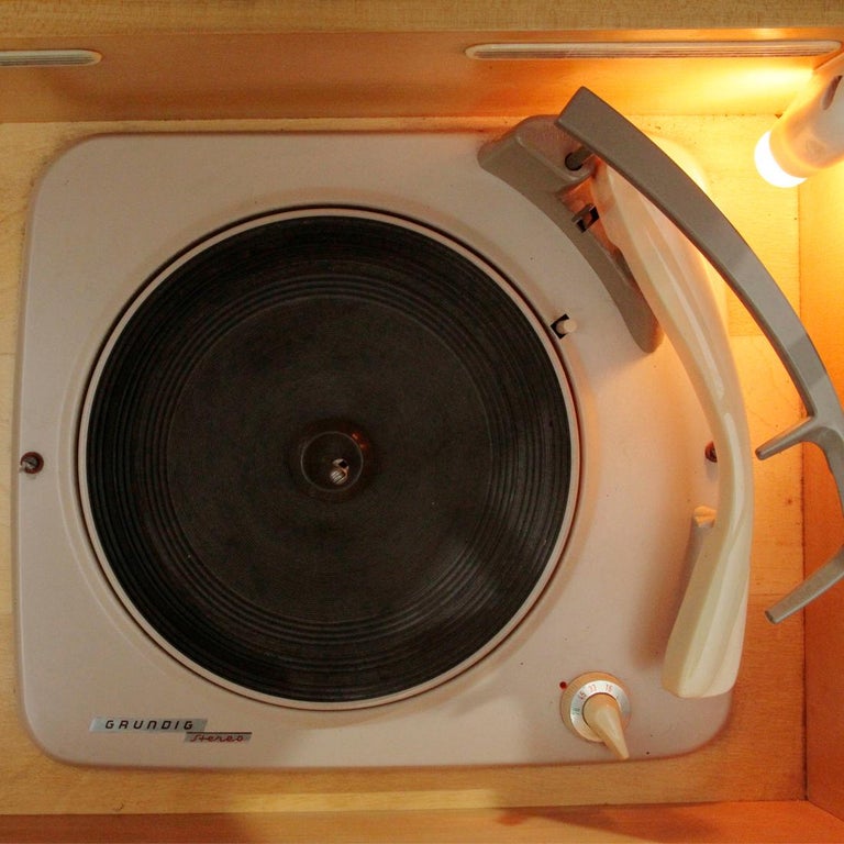 Grinding Stereo Console with Radio and Turntable Player, 1950s at 1stDibs