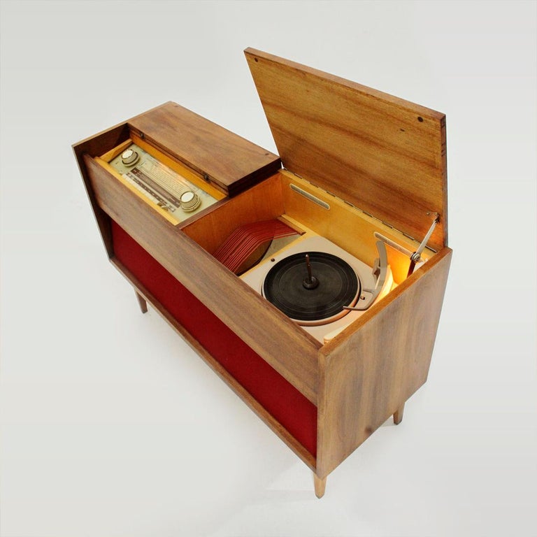 Grinding Stereo Console with Radio and Turntable Player, 1950s at 1stDibs