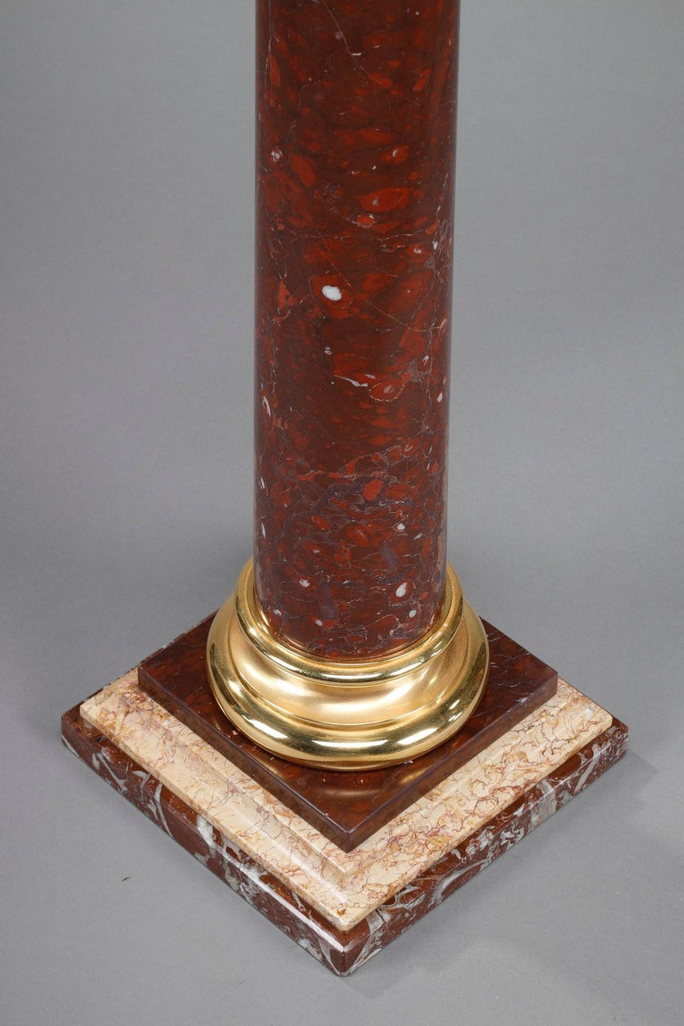 Griotte Marble and Gilt Bronze Column For Sale at 1stDibs