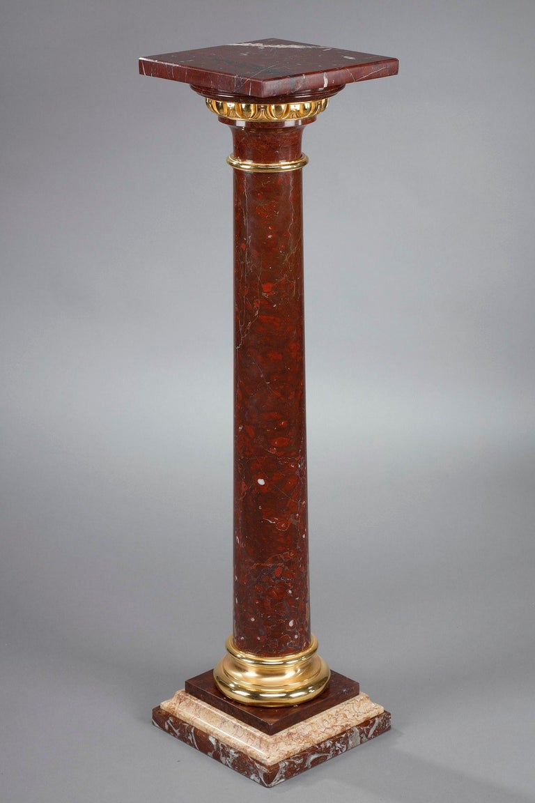 Griotte Marble and Gilt Bronze Column For Sale at 1stDibs