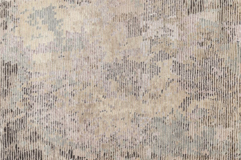 Groove Contemporary Loop and Cut Custom Wool and Silk Rug For Sale at ...