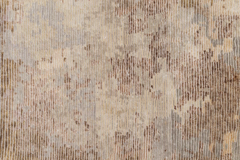 Groove Contemporary Loop and Cut Custom Wool and Silk Rug For Sale at ...