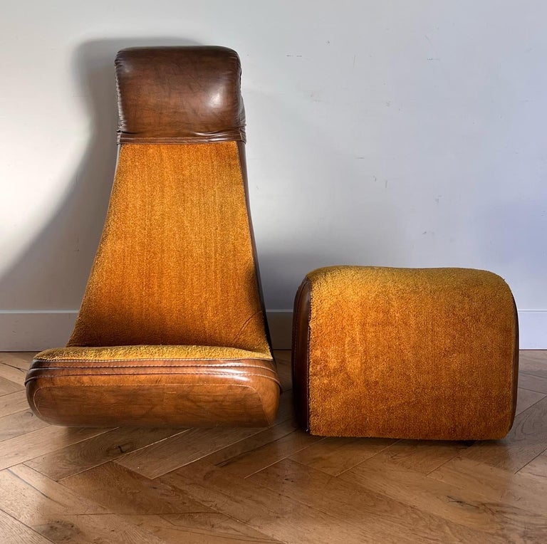 Groovy Bionic Vibrating Chair with Ottoman, 1970s For Sale at 1stDibs