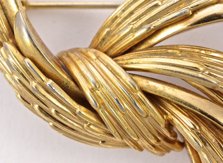 Grosse Classic Gold Plated Textured and Shiny Brooch 1960s at 1stDibs