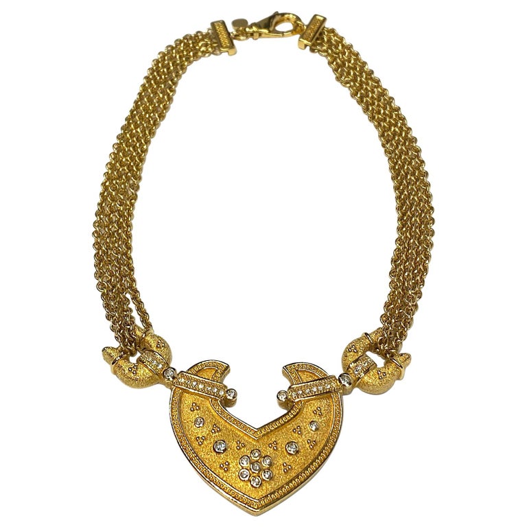 Grosse Germany 1980s Gold and Rhinestone Necklace at 1stDibs