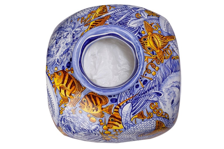 Grotesque Ceramic Vase Glazed Earthenware Hand Painted Italy ...