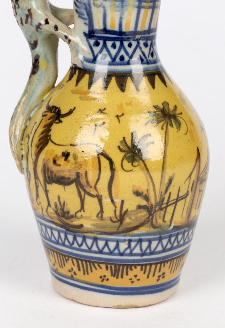 Grotesque Spanish Faience Lizard Handled Pottery Oil Bottle at 1stDibs