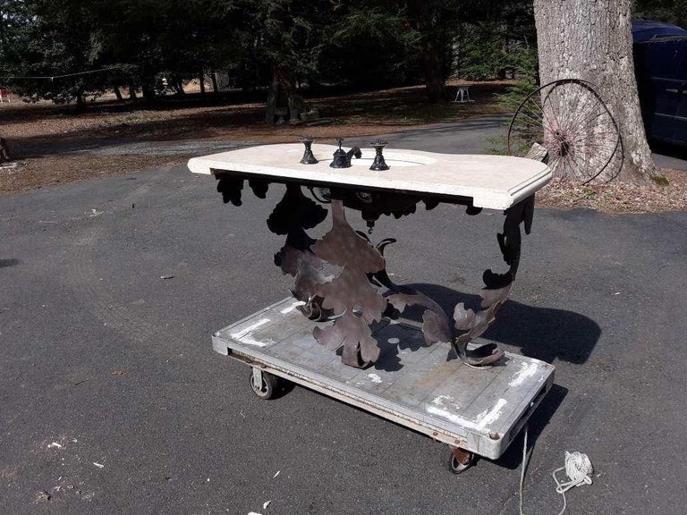 Grotto Design Iron, Marble and Bronze Bathroom Sink with THG Paris ...