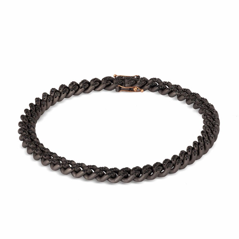 Groumette Line Men's Bracelet in Titanium, Black Diamonds For Sale at ...